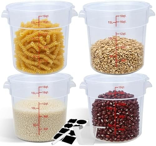 4 Pack 18QT Round Food Storage Containers with Lids, BPA-Free ...