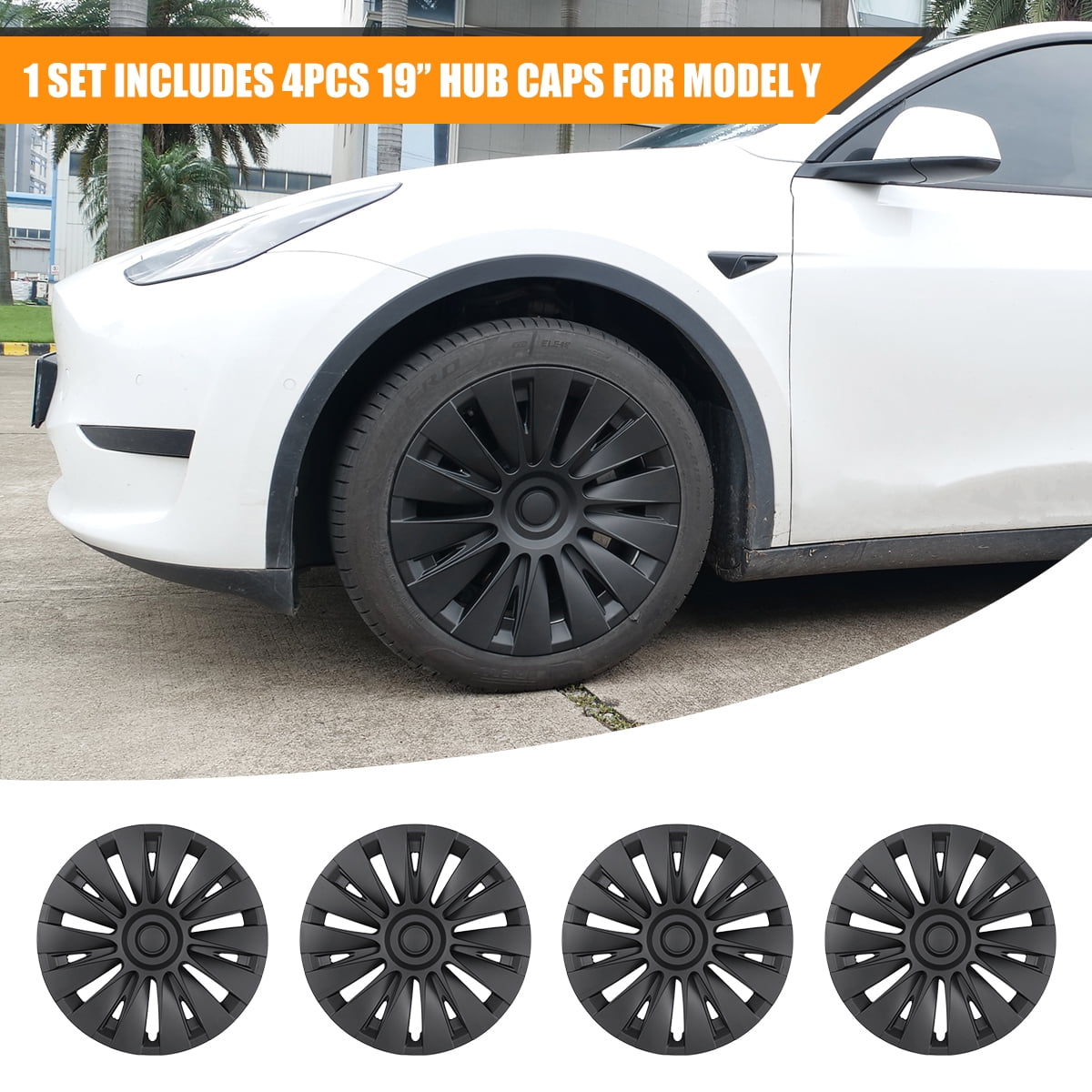 (4 Pack)19 Inch Wheel Rims Cover Hubcap Snap On 2020-2024 Tesla Model Y ...