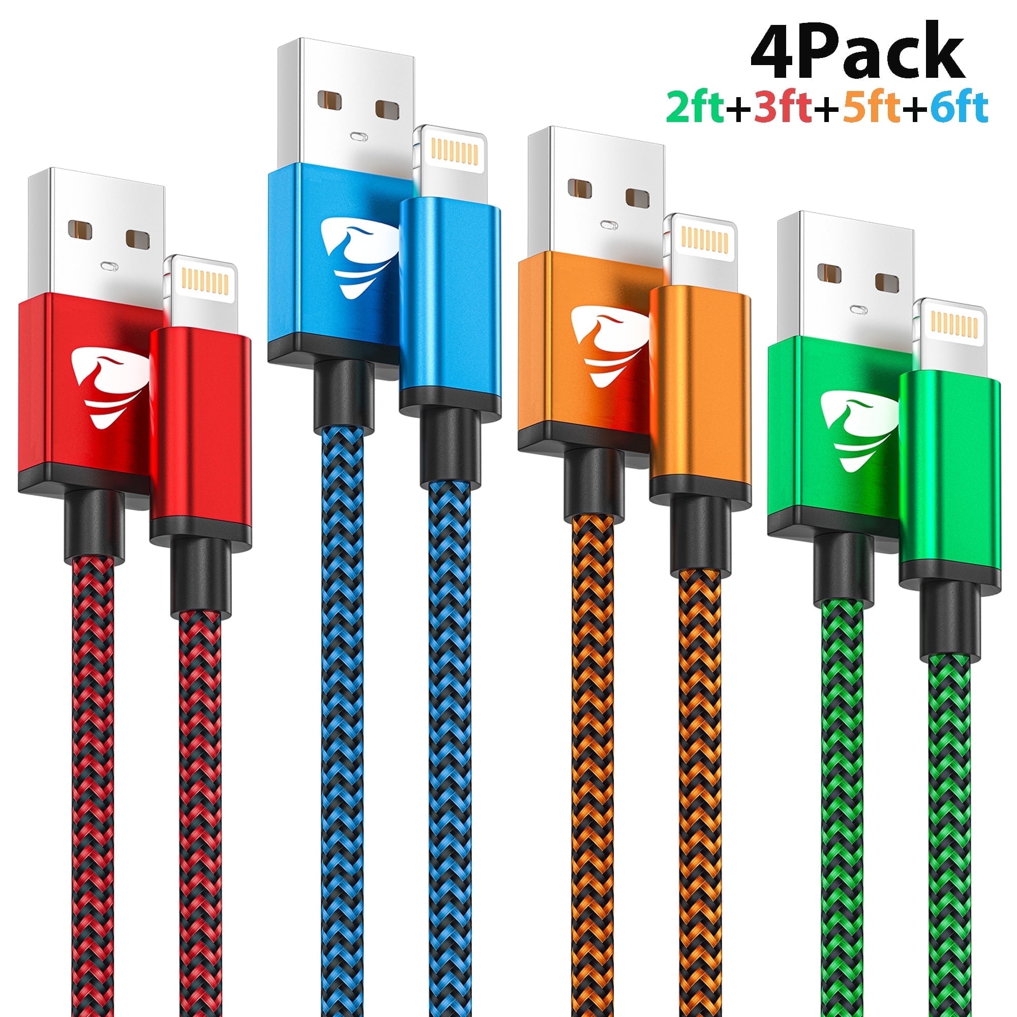 XUDUO iPhone Charging Cord, 4 Pack (2/3/5/6ft) Mfi Certified, Durable ...