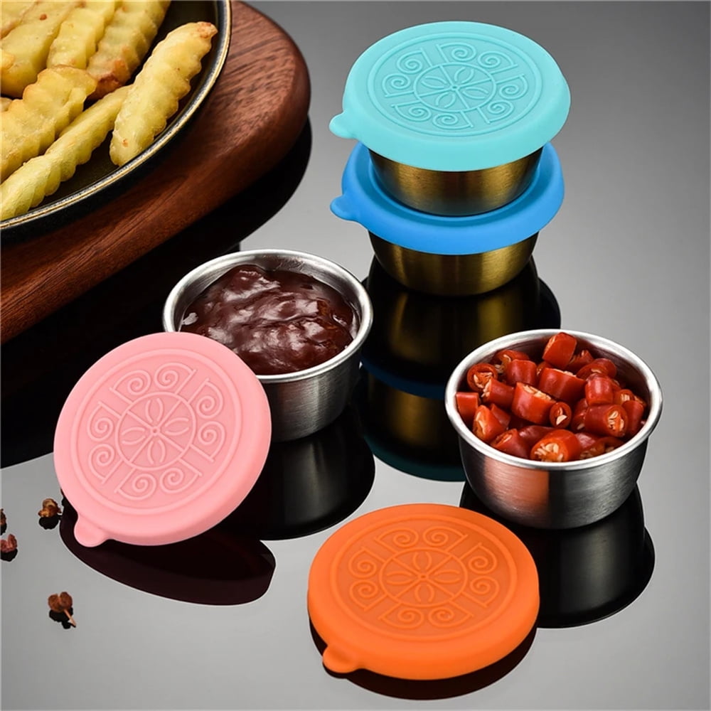 4 Pack 2.35oz 70ml Small Condiment Containers with Lids, Salad Dressing ...