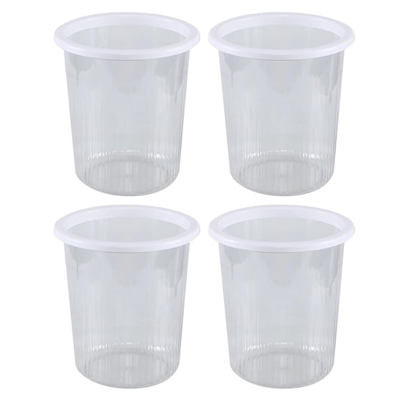 4-Pack 2.6 Gallon Clear Small Trash Can, Round Waste Basket, Plastic ...