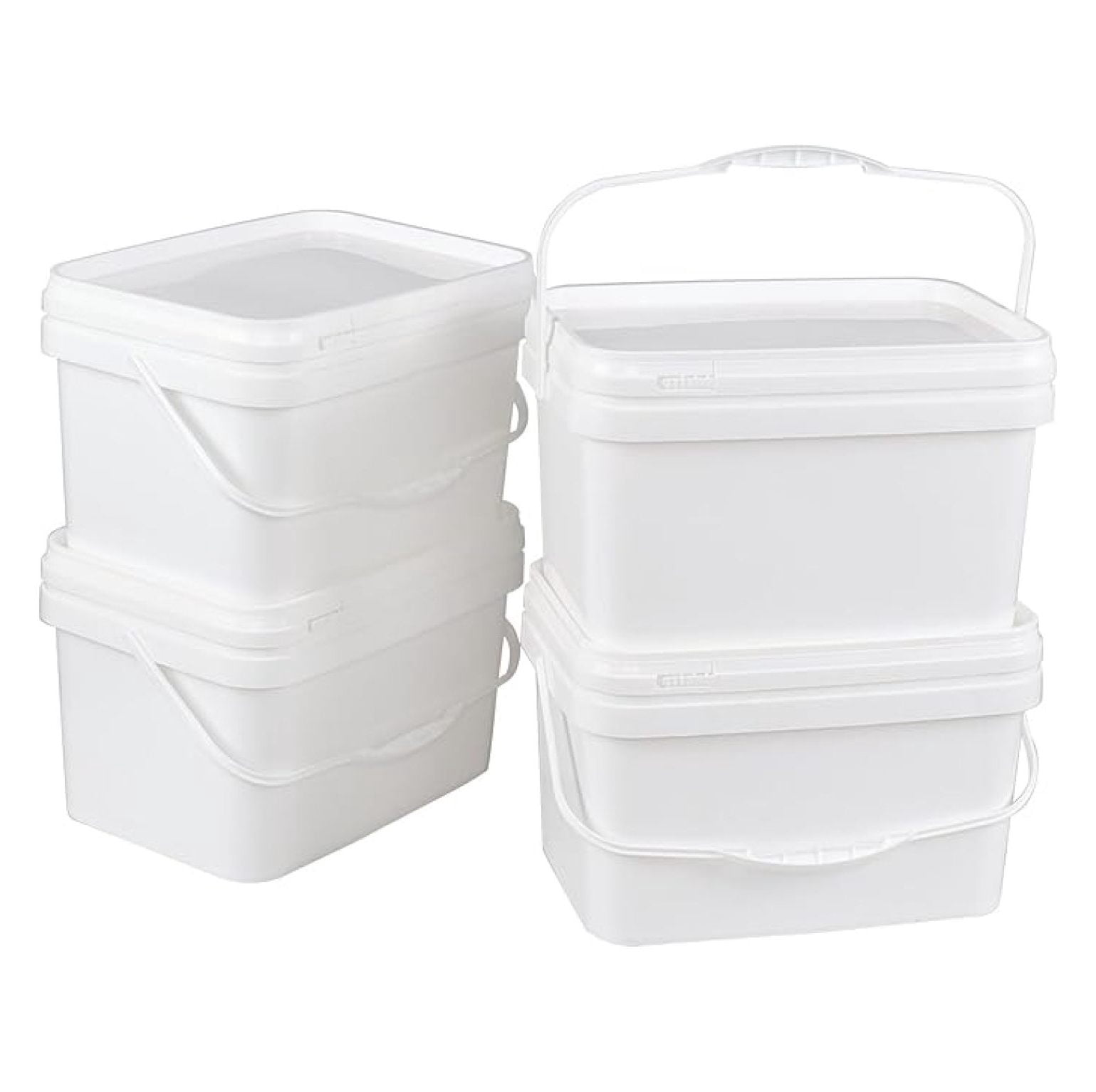 4 Pack 2.6 Gallon Small Buckets with Handle, Rectangular Food Grade ...