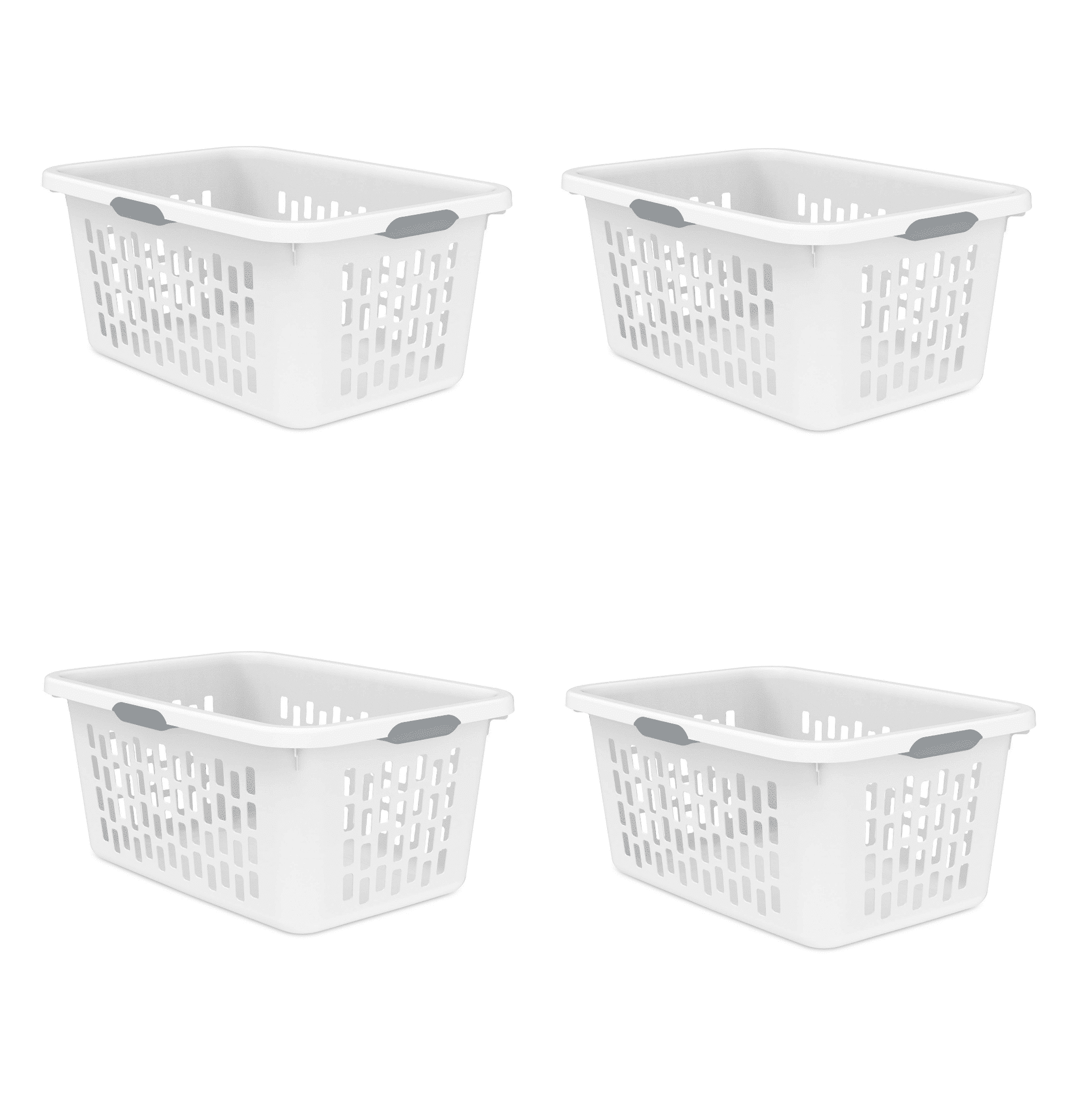 (4 Pack)2 Bushel Large Plastic Laundry Basket with 4 Grip Handles ...
