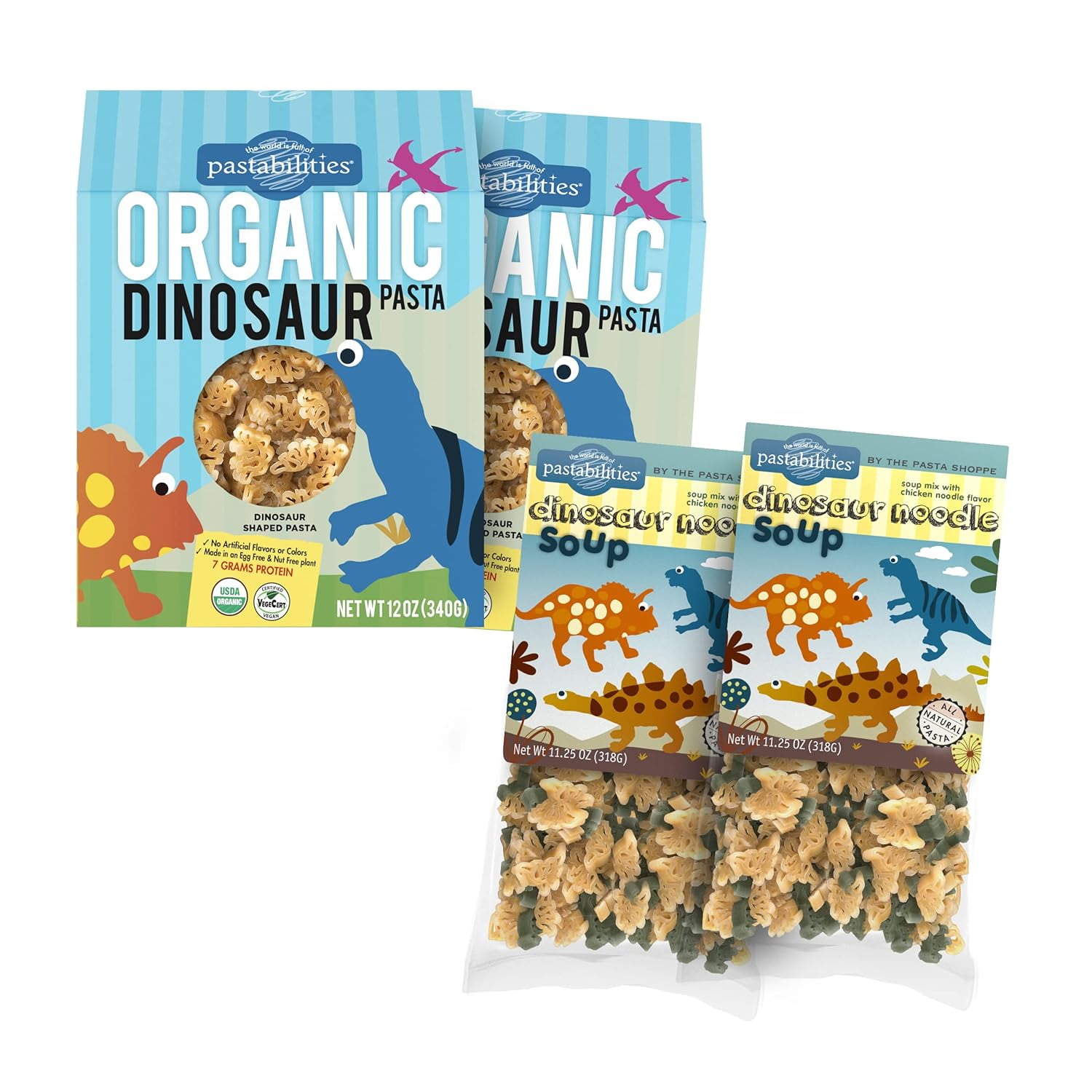 4 Pack: 2 Dinosaur Pasta & 2 Dino Chicken Noodle Soup - Walmart.com