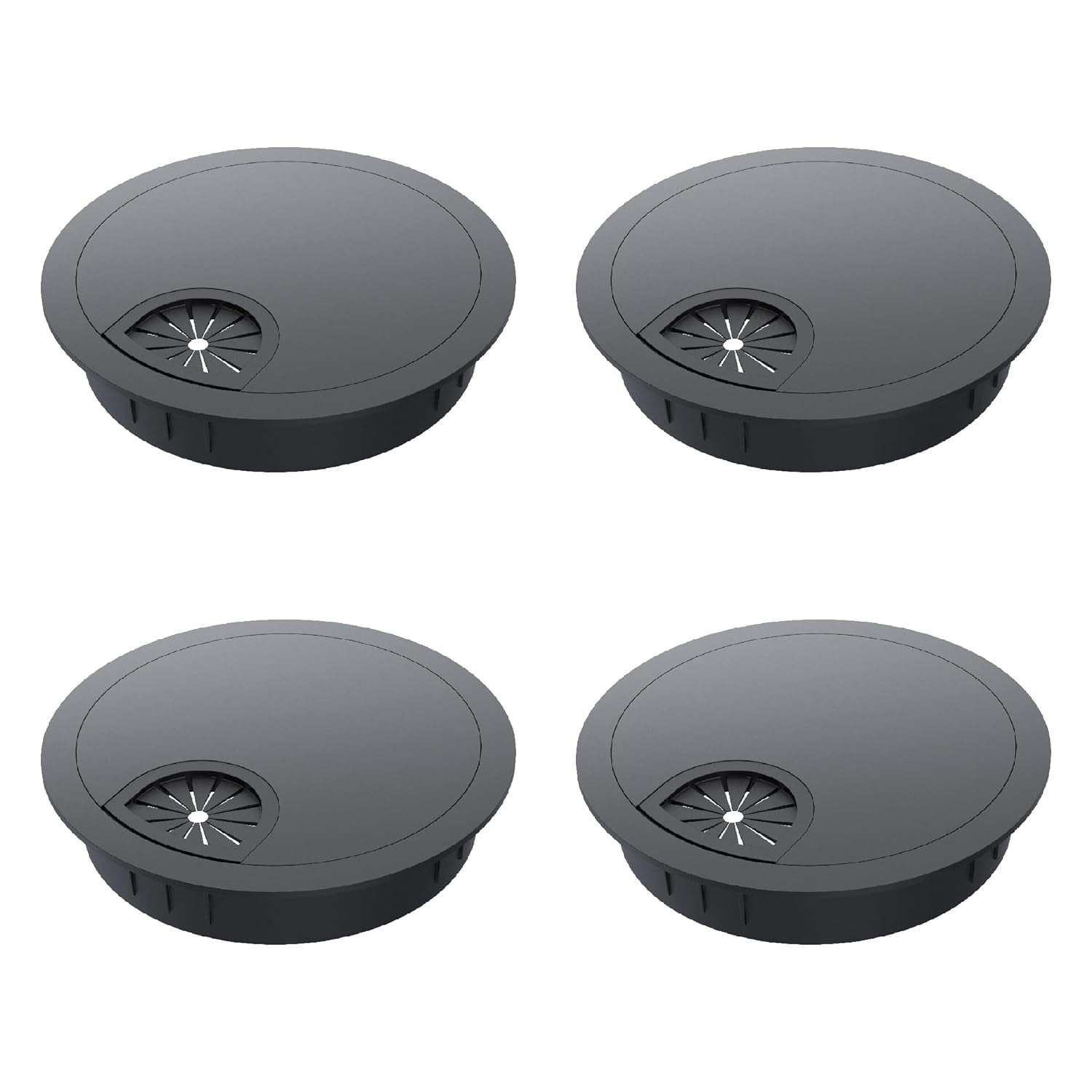 4-Pack 2-Inch (50mm) Metal Desk Grommets - Bright Silver Zinc Alloy ...