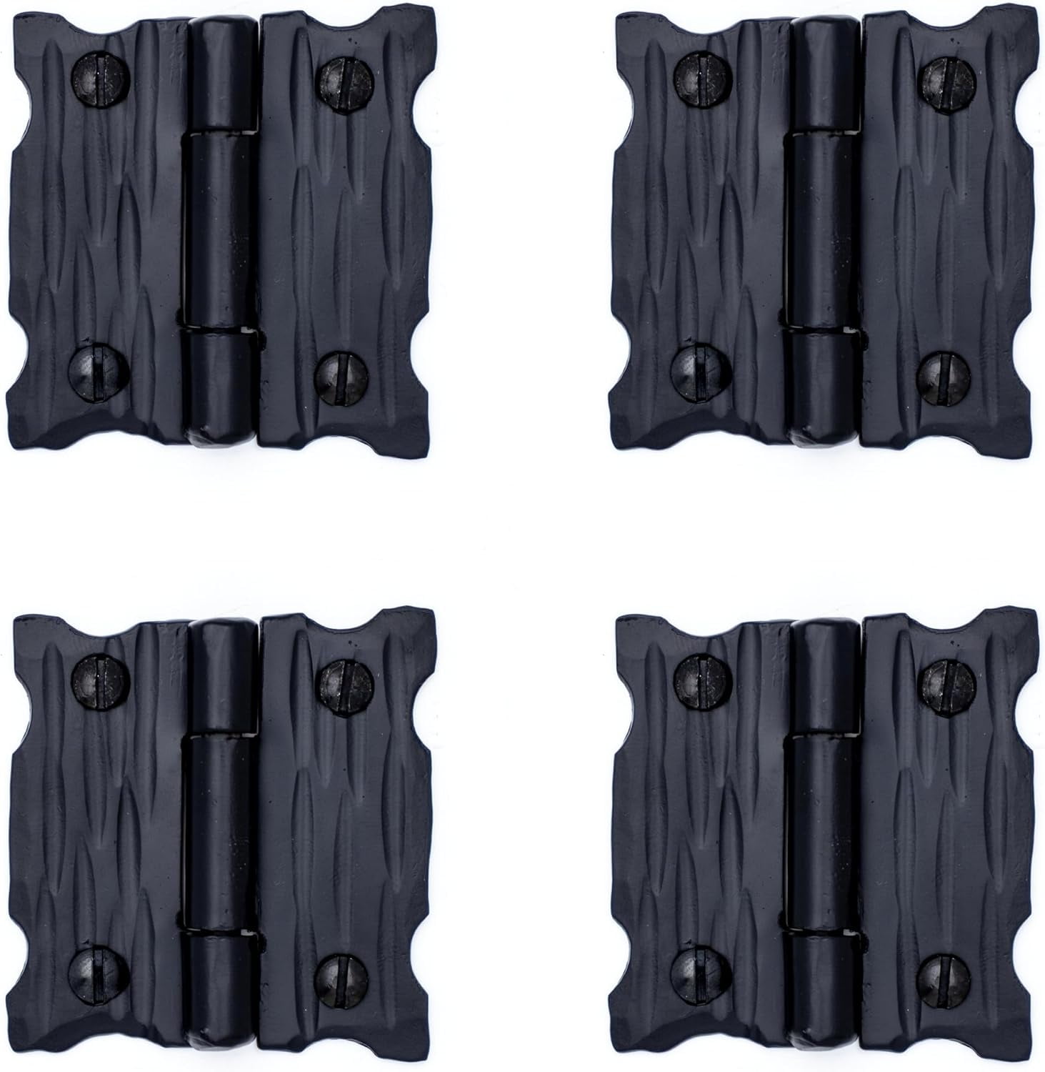 4 Pack 2 Inch Black Wrought Iron Hinges - Decorative Wrought Iron Door ...