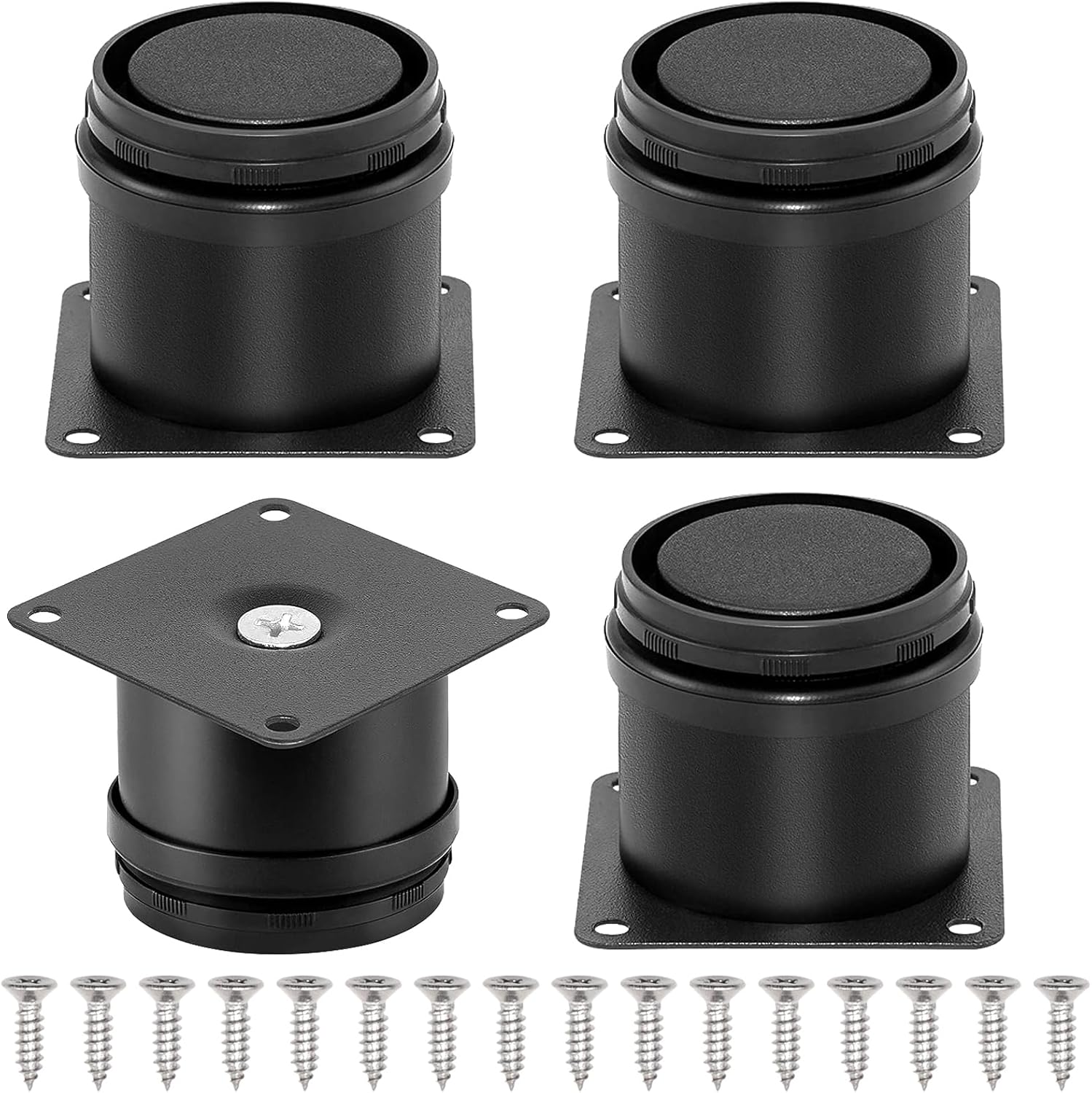 4-Pack 2 Inch Furniture Legs, Stainless Steel Adjustable Round Cabinet ...