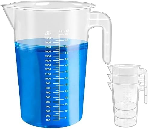 4 Pack 2 Liter Measuring Pitcher: Clear, 1/2 Gallon, Multipurpose for ...