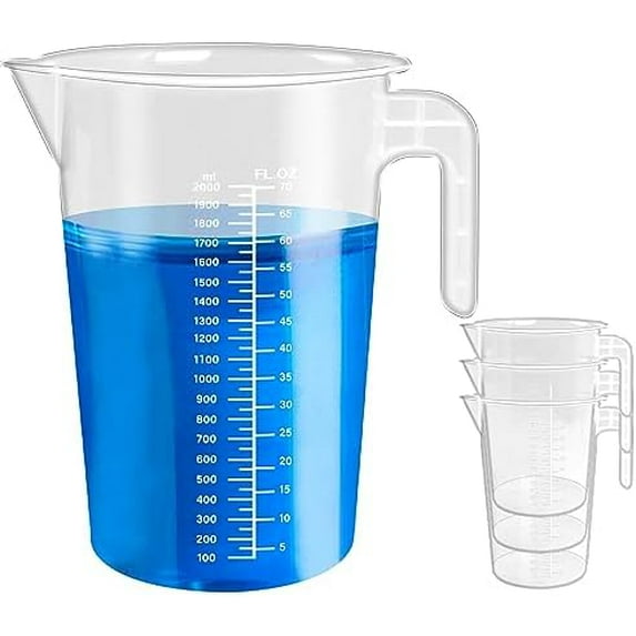 4 Pack 2 Liter Measuring Pitcher: Clear, 1/2 Gallon, Multipurpose for ...