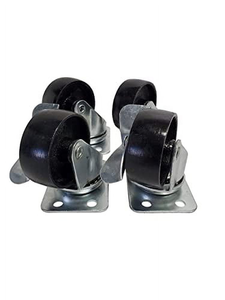 4-Pack 2" Mini Steel Plate Casters Two Casters with Brake (All Swivel ...