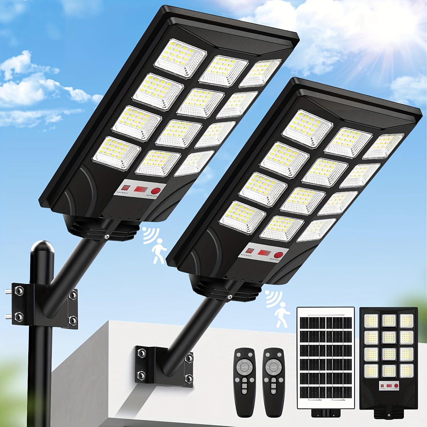 4 Pack/2 Pack Solar Street Light Outdoor 400 LED Beads, 6500K Motion ...