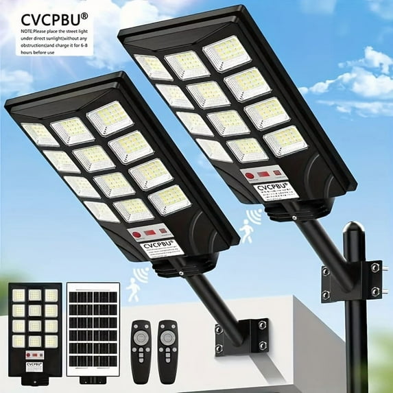 4 Pack/2 Pack Solar Street Lights Outdoor 400 LED , 6500K Waterproof ...