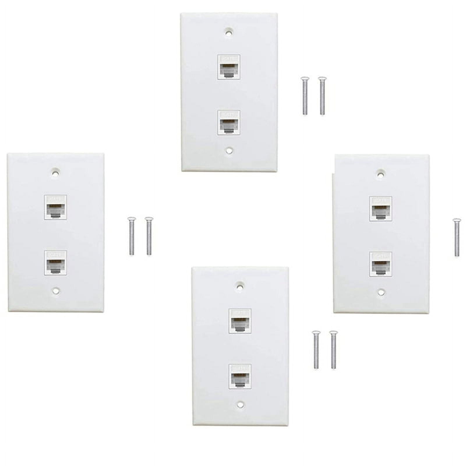 4 Pack 2 Port Ethernet Wall Plate, Cat6 Female to Jack RJ45 Inline ...