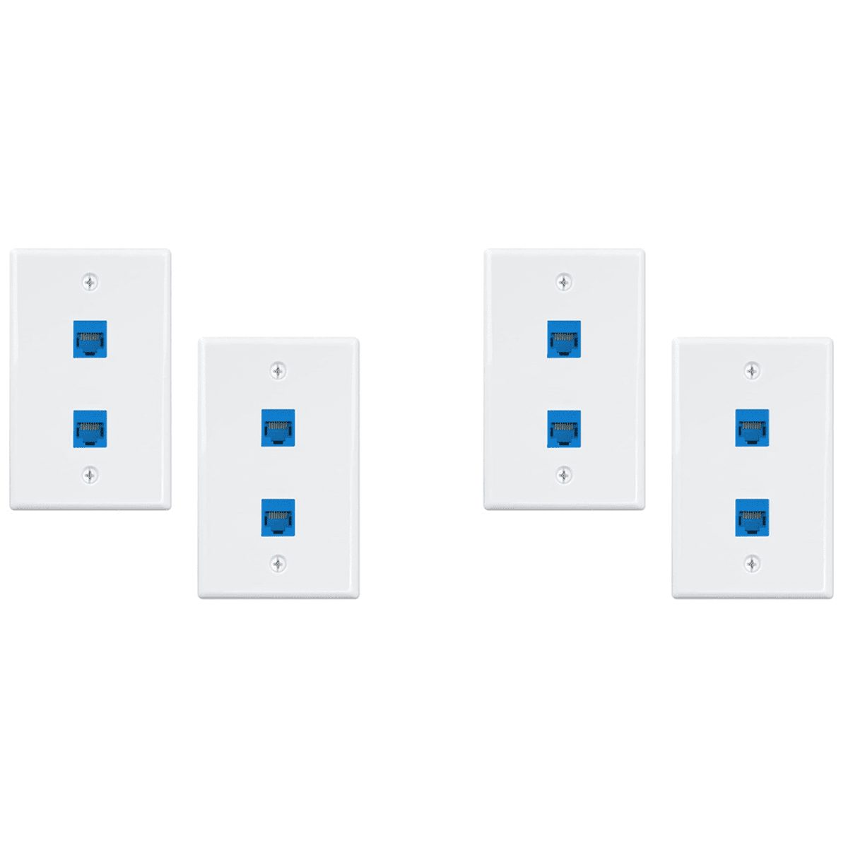 4-Pack 2 Port Ethernet Wall Plate, RJ45 Cat6 Female to Female Inline ...