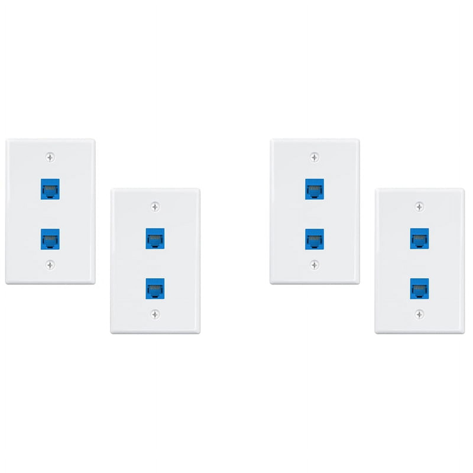 4-Pack 2 Port Ethernet Wall Plate, RJ45 Cat6 Female to Female Inline ...