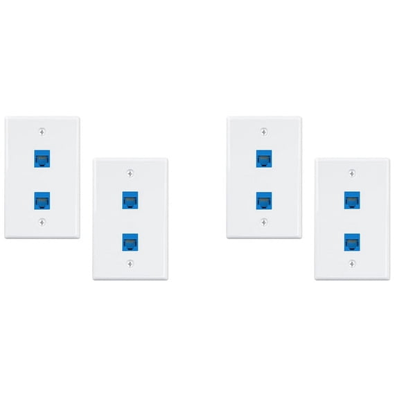 4-Pack 2 Port Ethernet Wall Plate, RJ45 Cat6 Female to Female Inline ...