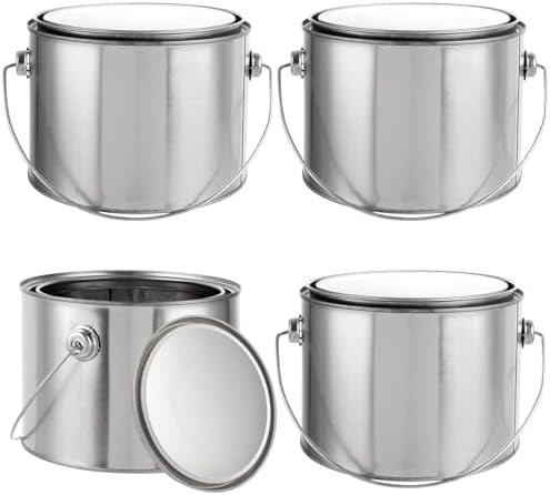 4 Pack 2 Quart Paint Cans with Lids & Handles Paint Bucket for Painting ...