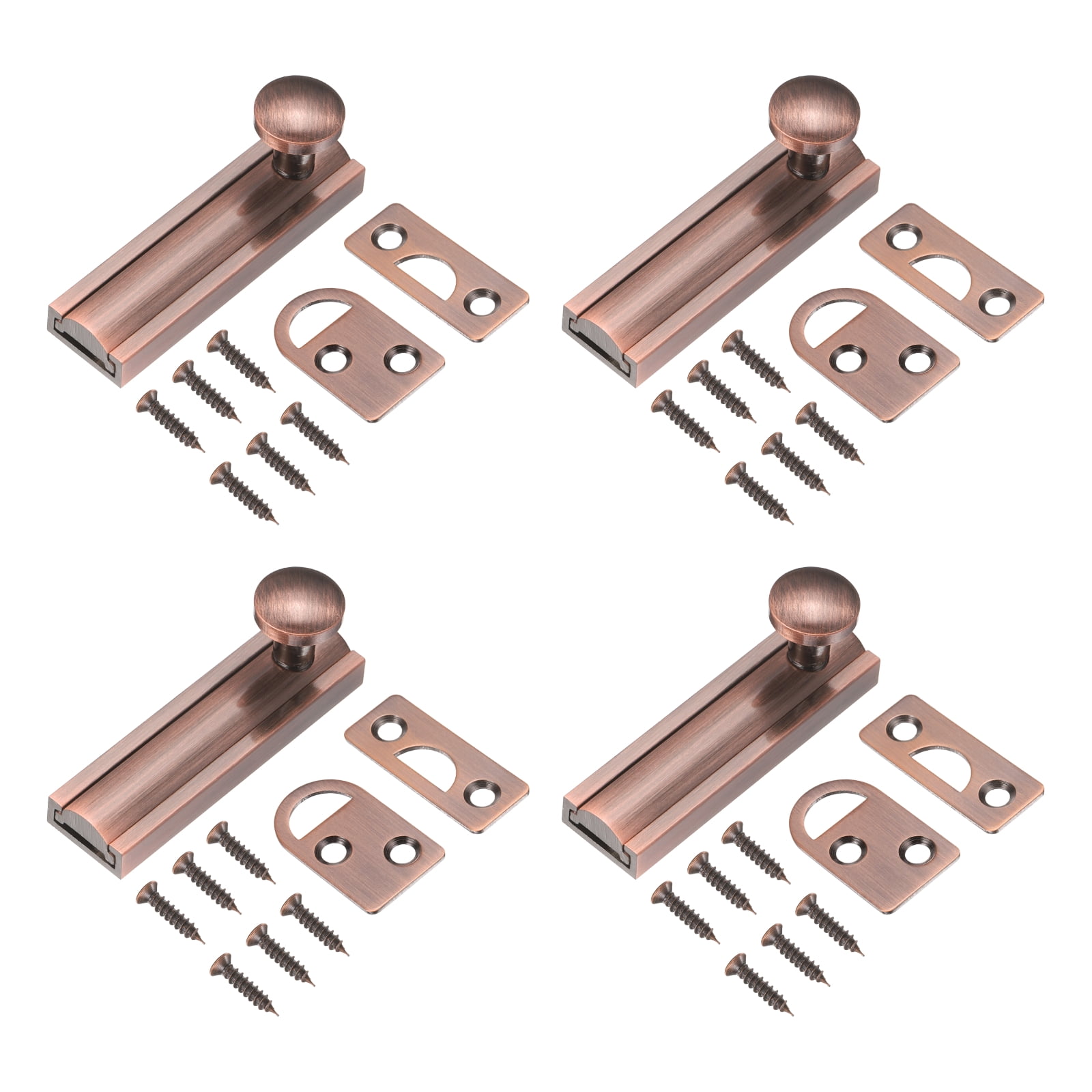 4 Pack 2" Solid Brass Surface Bolt, Concealed Security Slide Latch Door ...