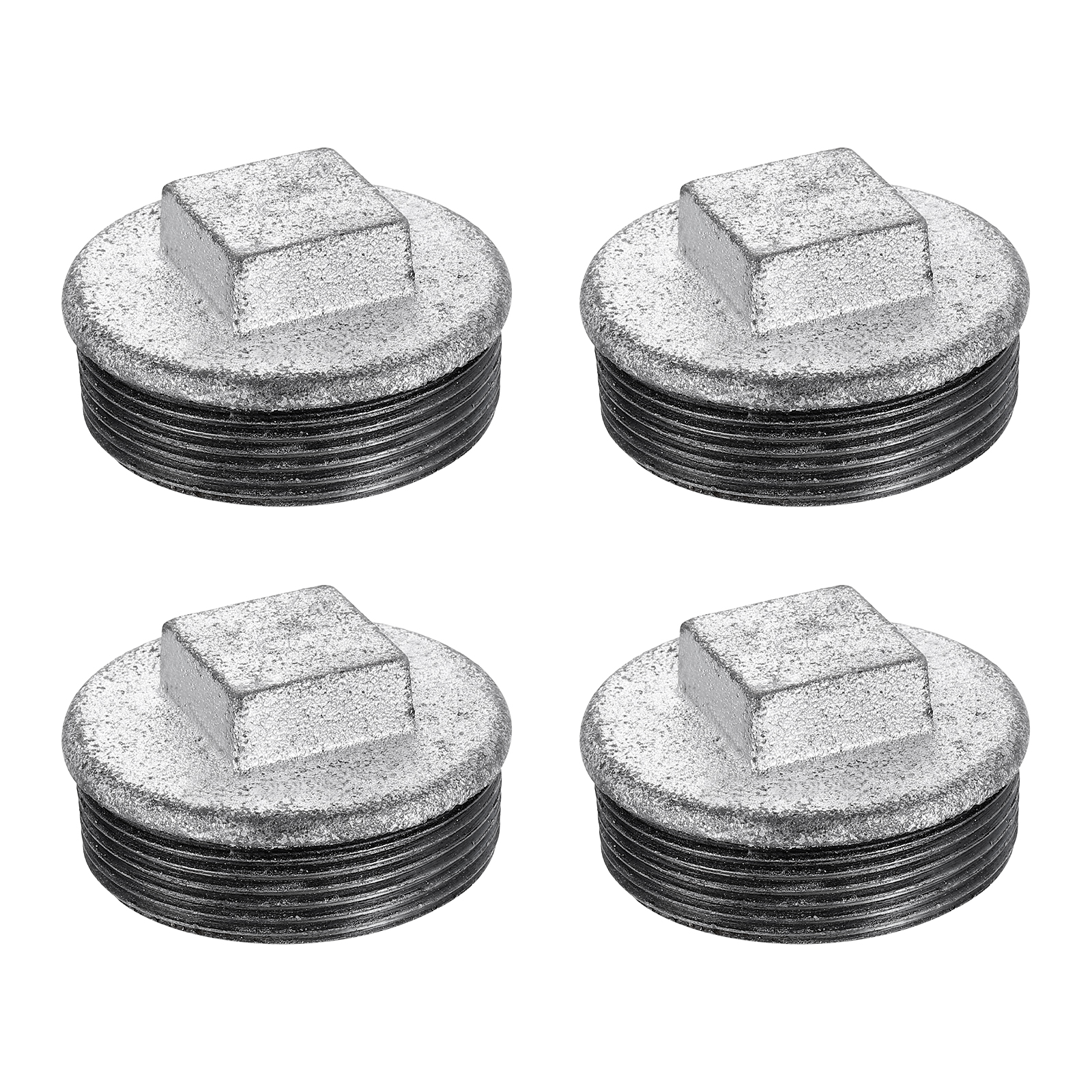 4 Pack 2" Square Head Male Pipe Plug Fittings Cast Iron End Caps ...