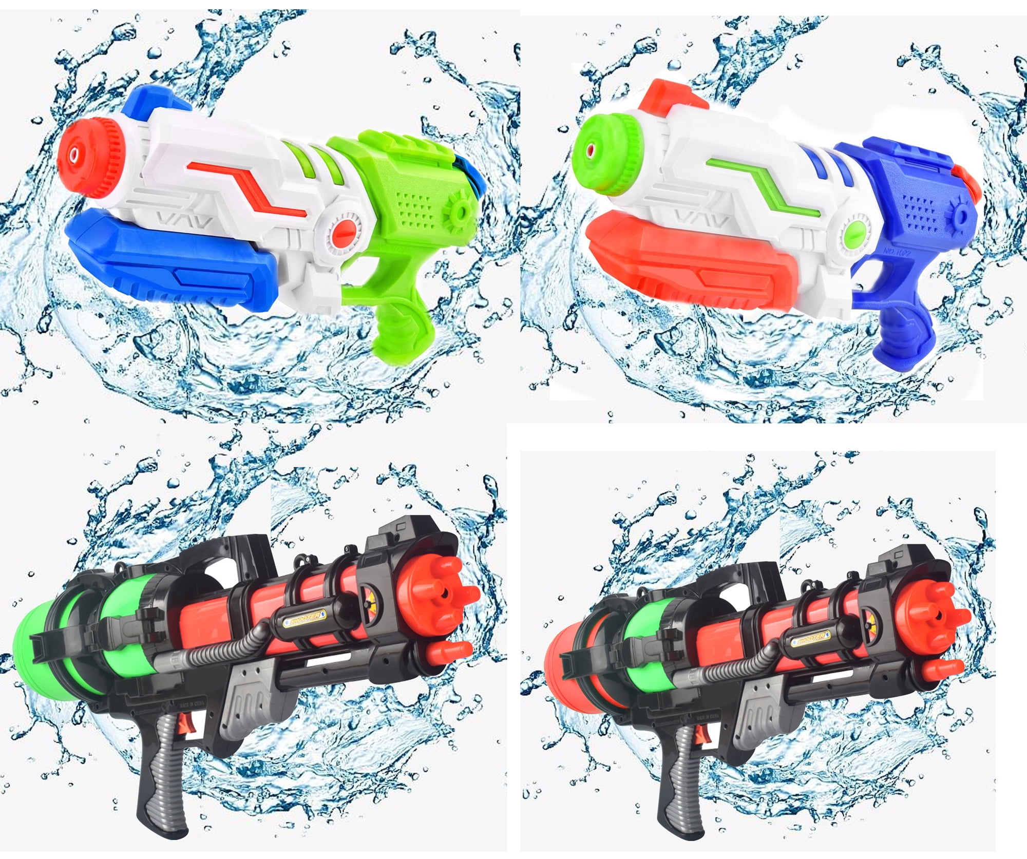 4 Pack 2 Style Super Water Blaster Shoot Up to 36 Feet High Capacity ...