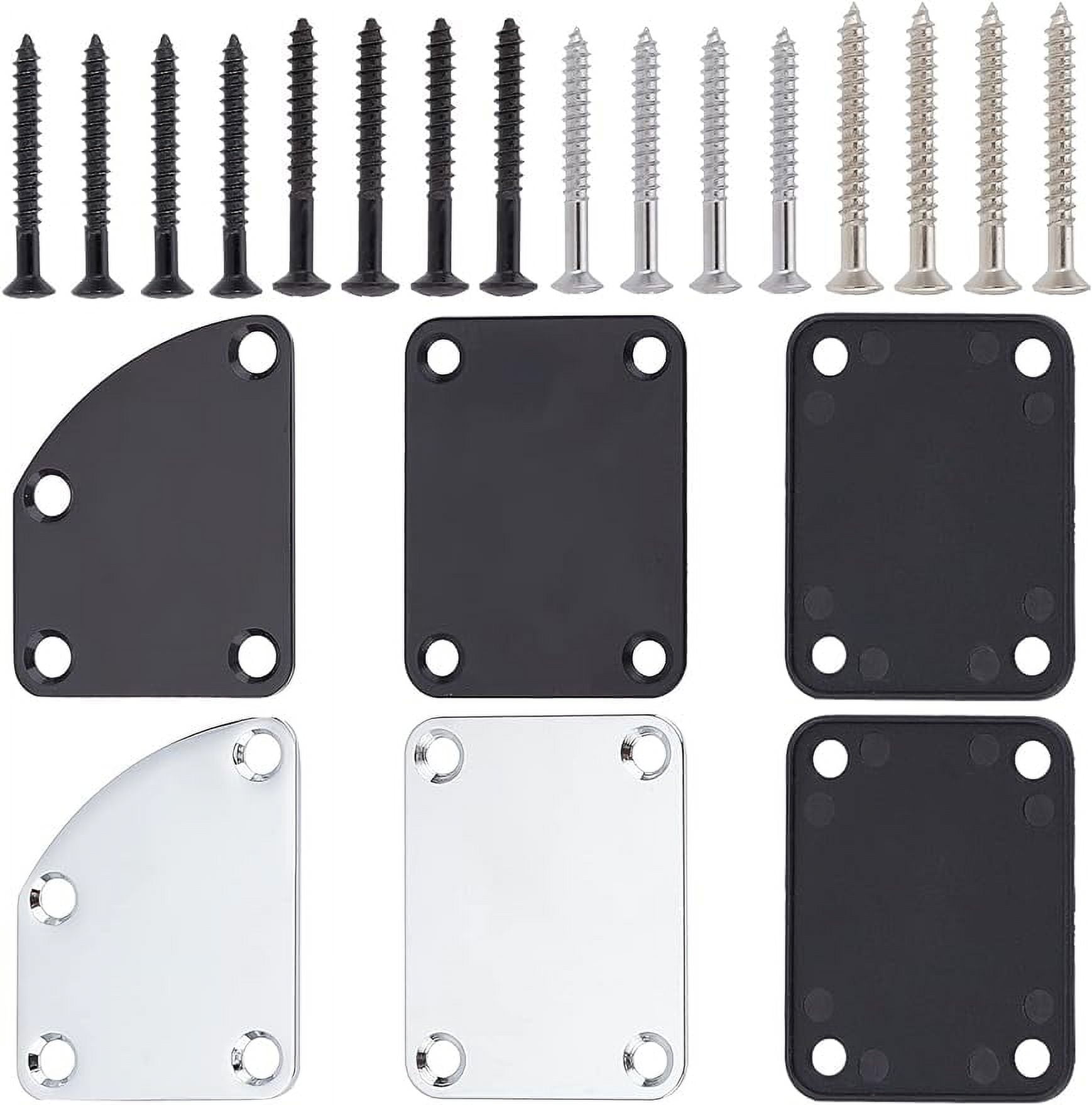 4 Pack 2 Styles Metal Guitar Neck Plate Rectangle Guitar Neck Plate ...