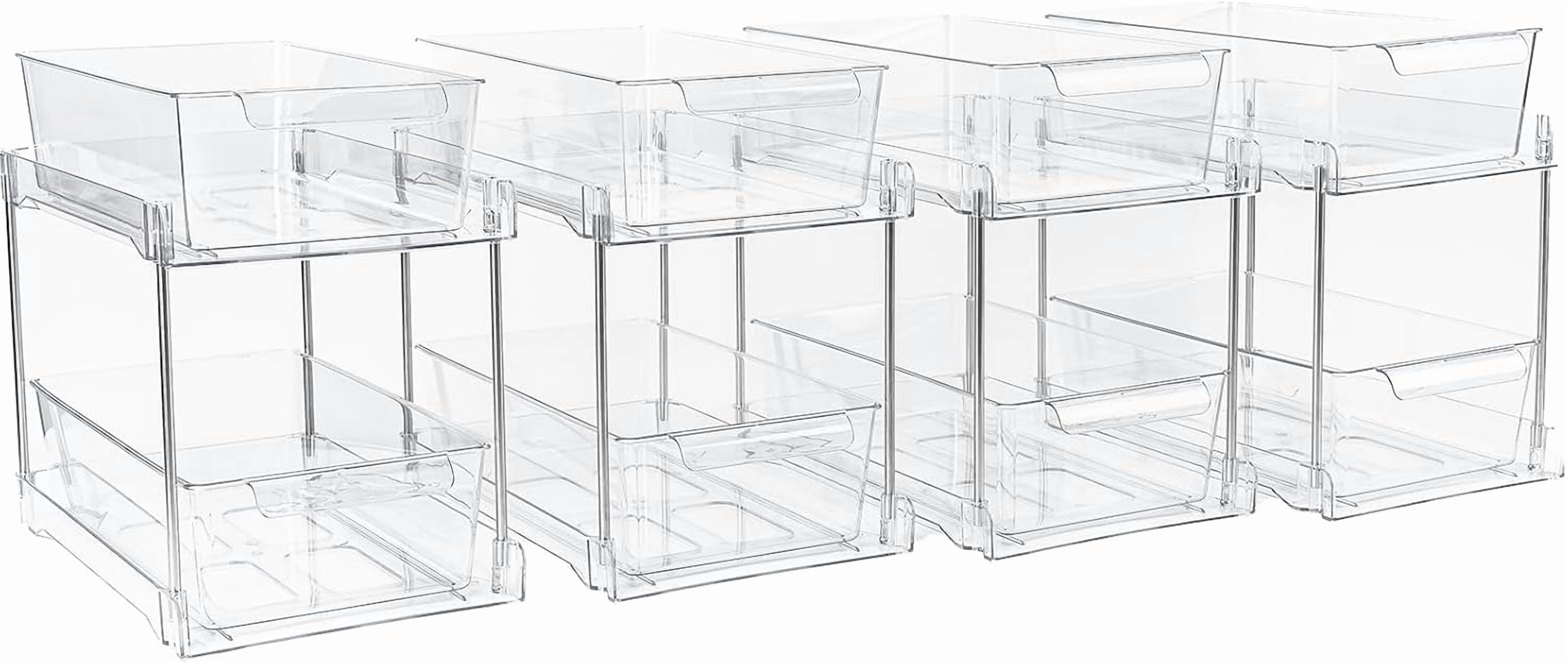 4 Pack 2-Tier Bathroom Under Sink Organizers and Storage - Clear ...