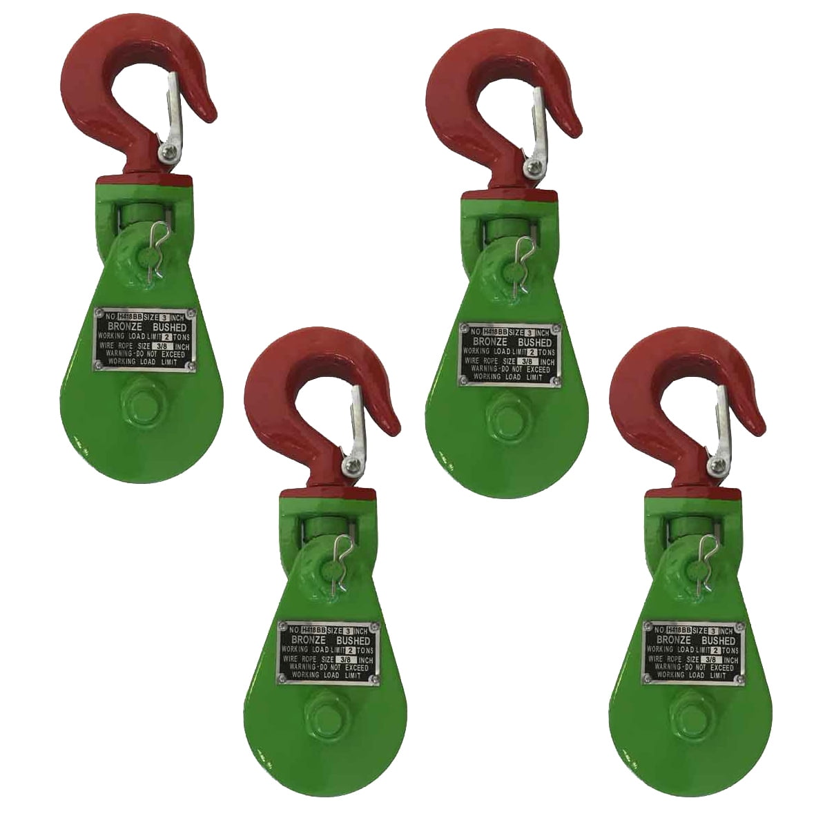 Free Shipping! (4 Pack) 2 Ton Snatch Block w/Shackle Crane 3/8 Wire ...