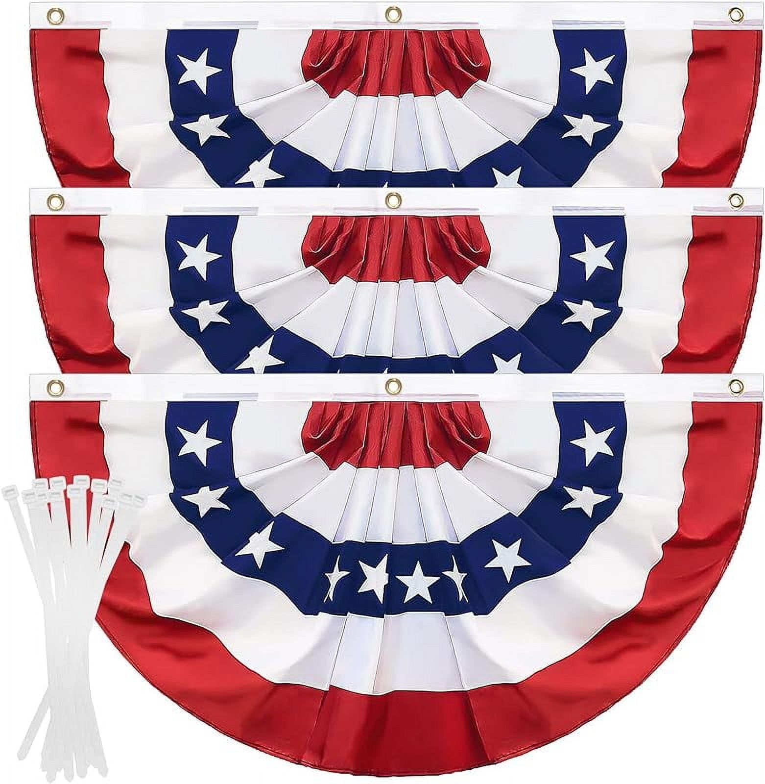 4 Pack 2 X 4FT American Flags Bunting, USA Pleated Fan Flag with Zip ...