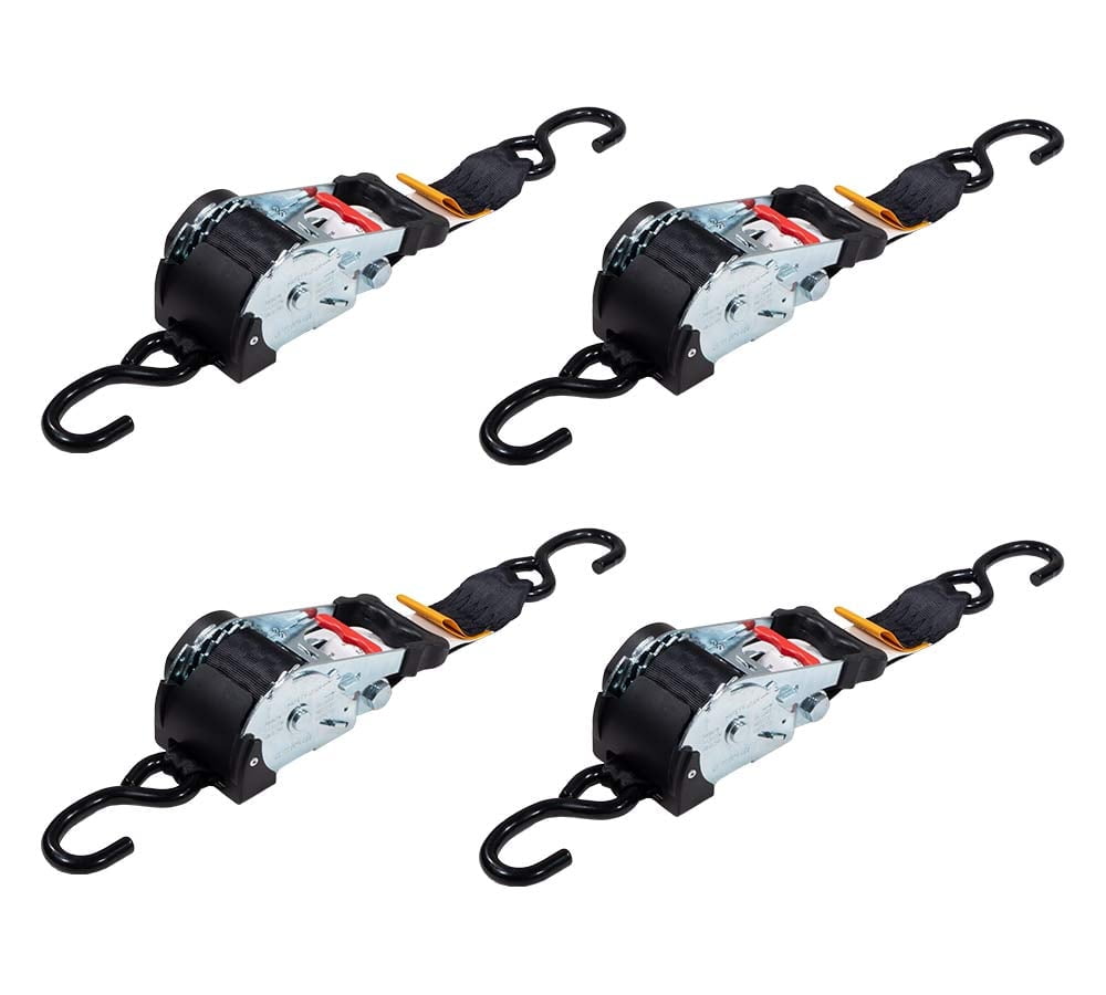 "(4 Pack) 2"" x 10' Auto Retract Ratchet Straps with S Hook for ...