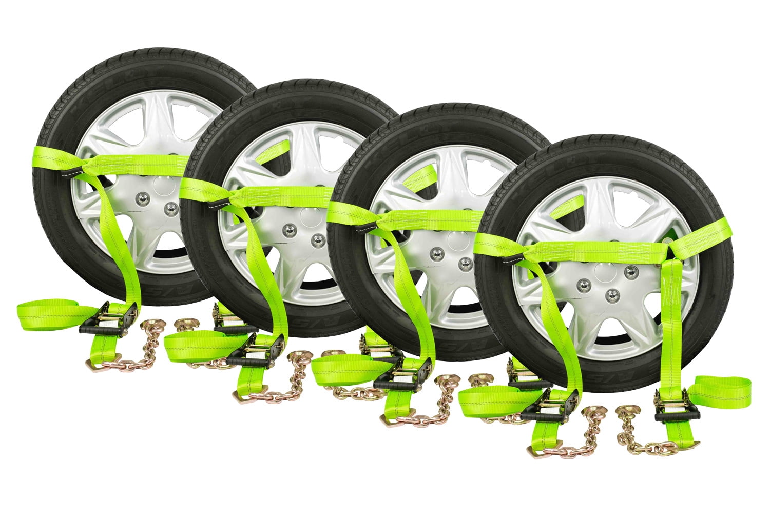 (4 Pack) 2" x 10' Car Tie Down Lasso Ratchet Strap with Chain Anchor ...