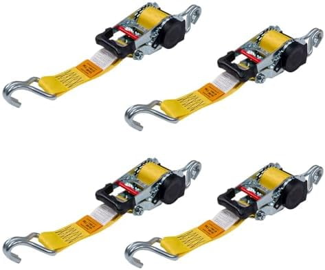 4 Pack 2" x 10' Retractable Ratchet Straps with Double J-Hook - 3,300 ...