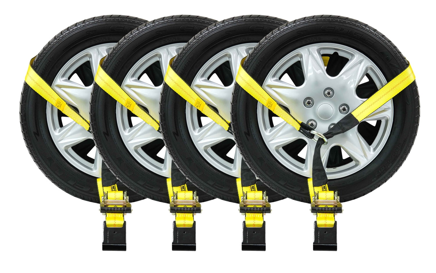 (4 Pack) 2" x 14' Car Tie Down Straps for Trailer with Flat Hook - 3333 ...