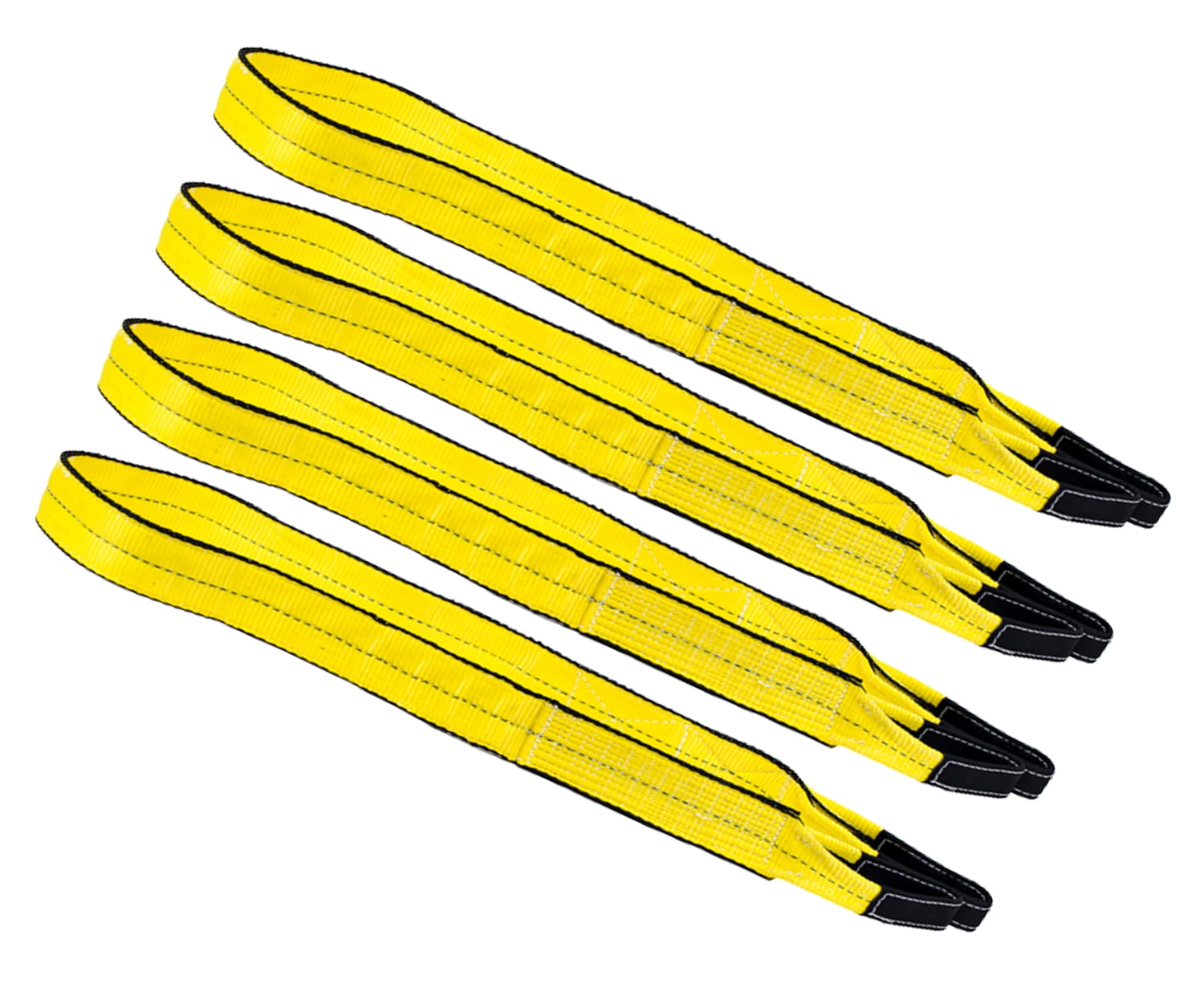 (4 Pack) 2" x 16 ft Web Sling Twisted Eye & Eye 2-Ply Tow Strap Lifting 6400# WLL Vertical ...