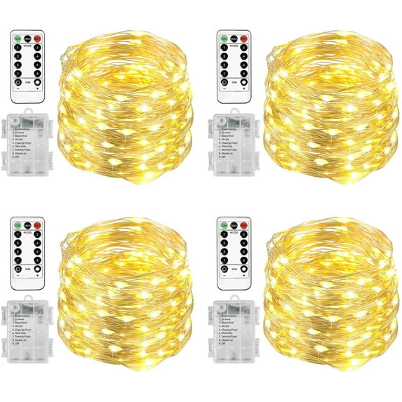 4 Pack 20 Ft 60 LED Fairy Lights Battery Operated Christmas Lights with ...