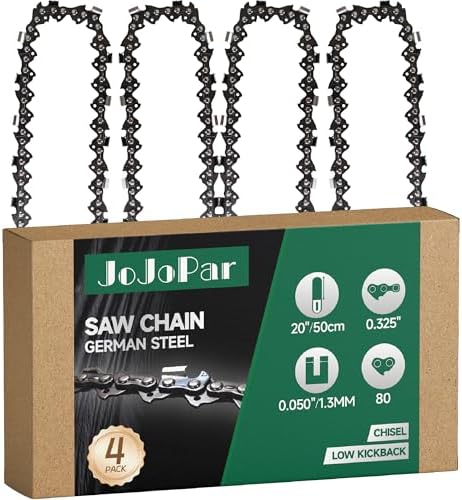 4 Pack 20 Inch Chainsaw Chain .325" Pitch .050" Gauge 80 Drive Links 20 ...