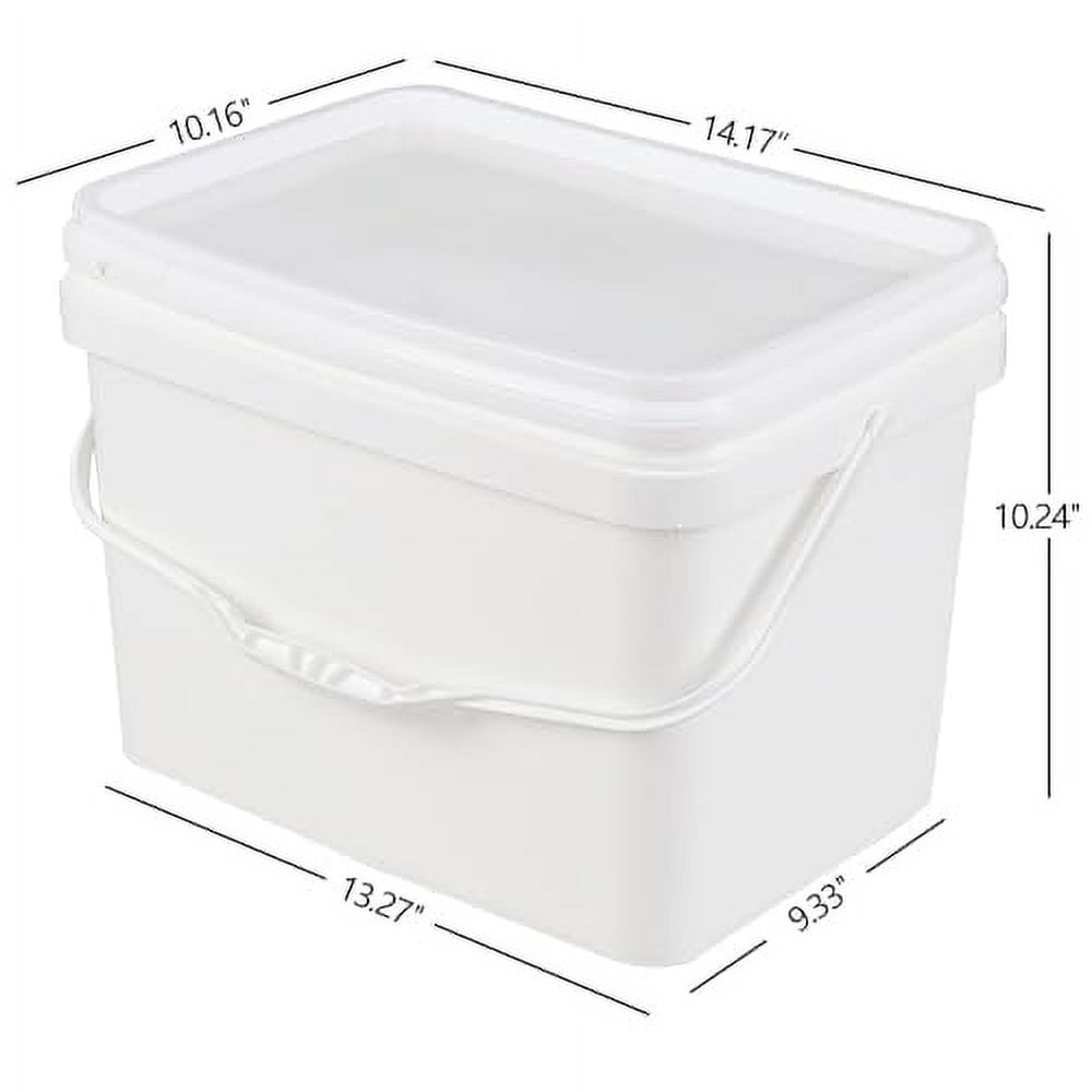 4-Pack 20 L/5 Gallon Food Grade Buckets with Lid, White Plastic Pails ...