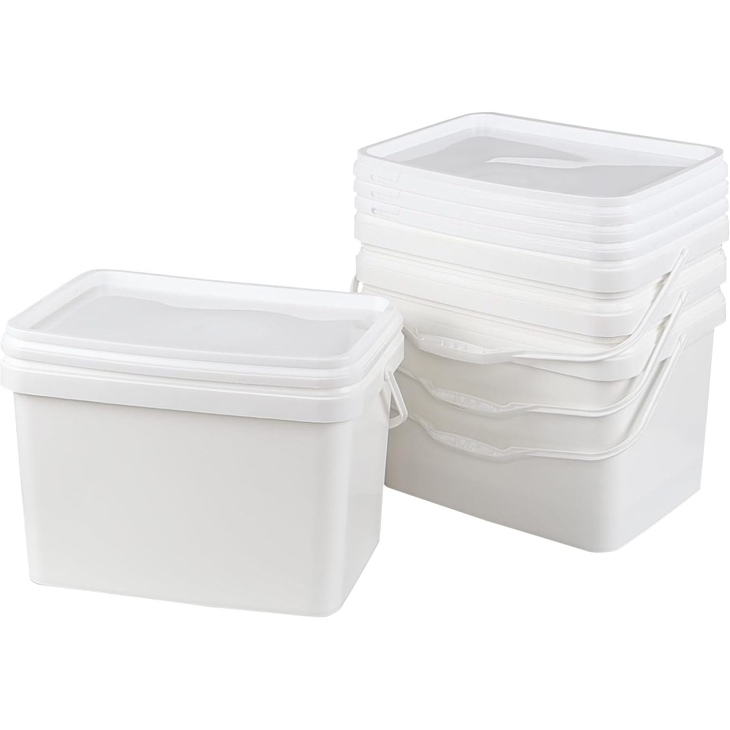 4-Pack 20 L/5 Gallon Food Grade Buckets with Lid, White Plastic Pails ...