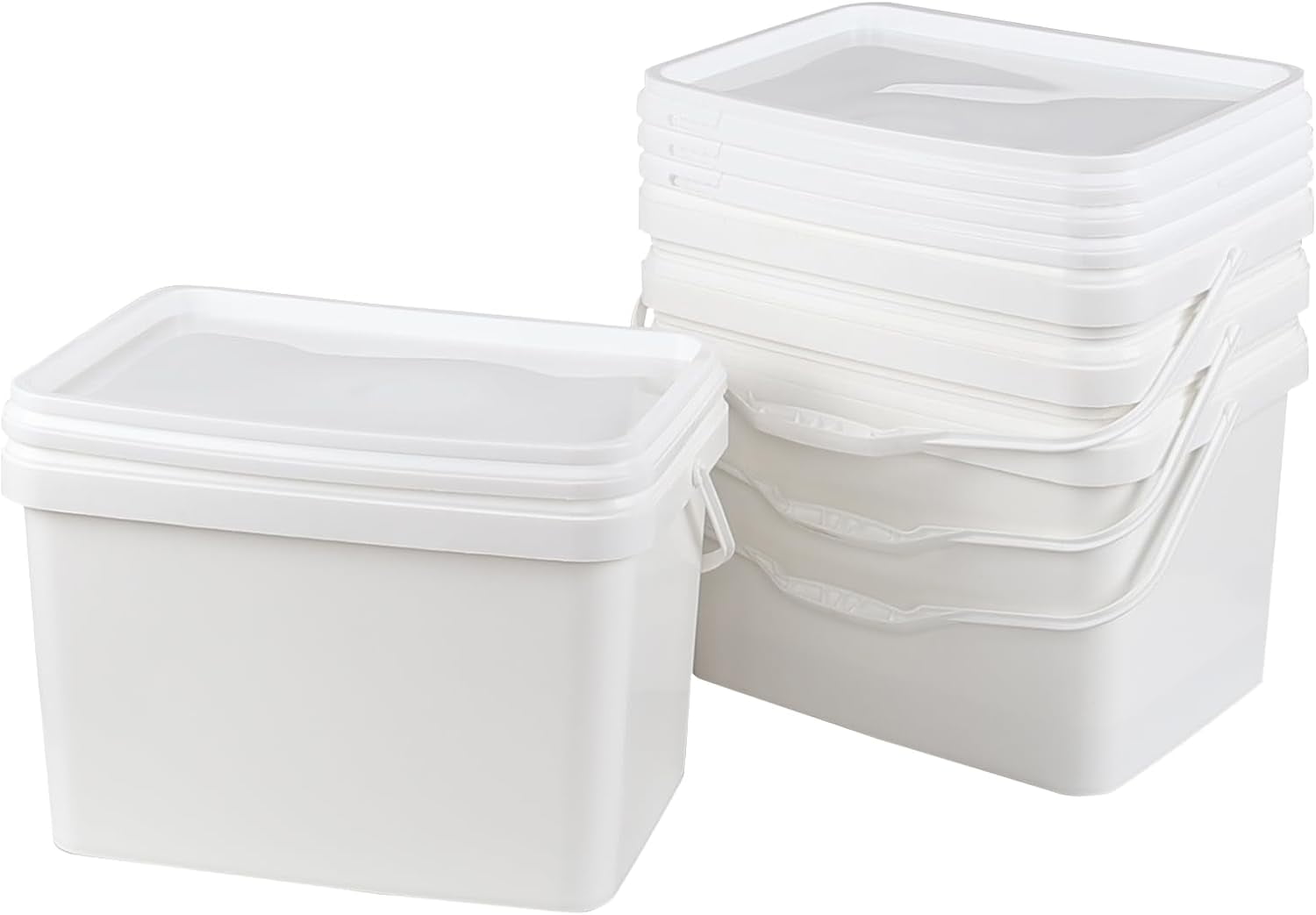 4-Pack 20 L/5 Gallon Food Grade Buckets with Lid, White Plastic Pails ...