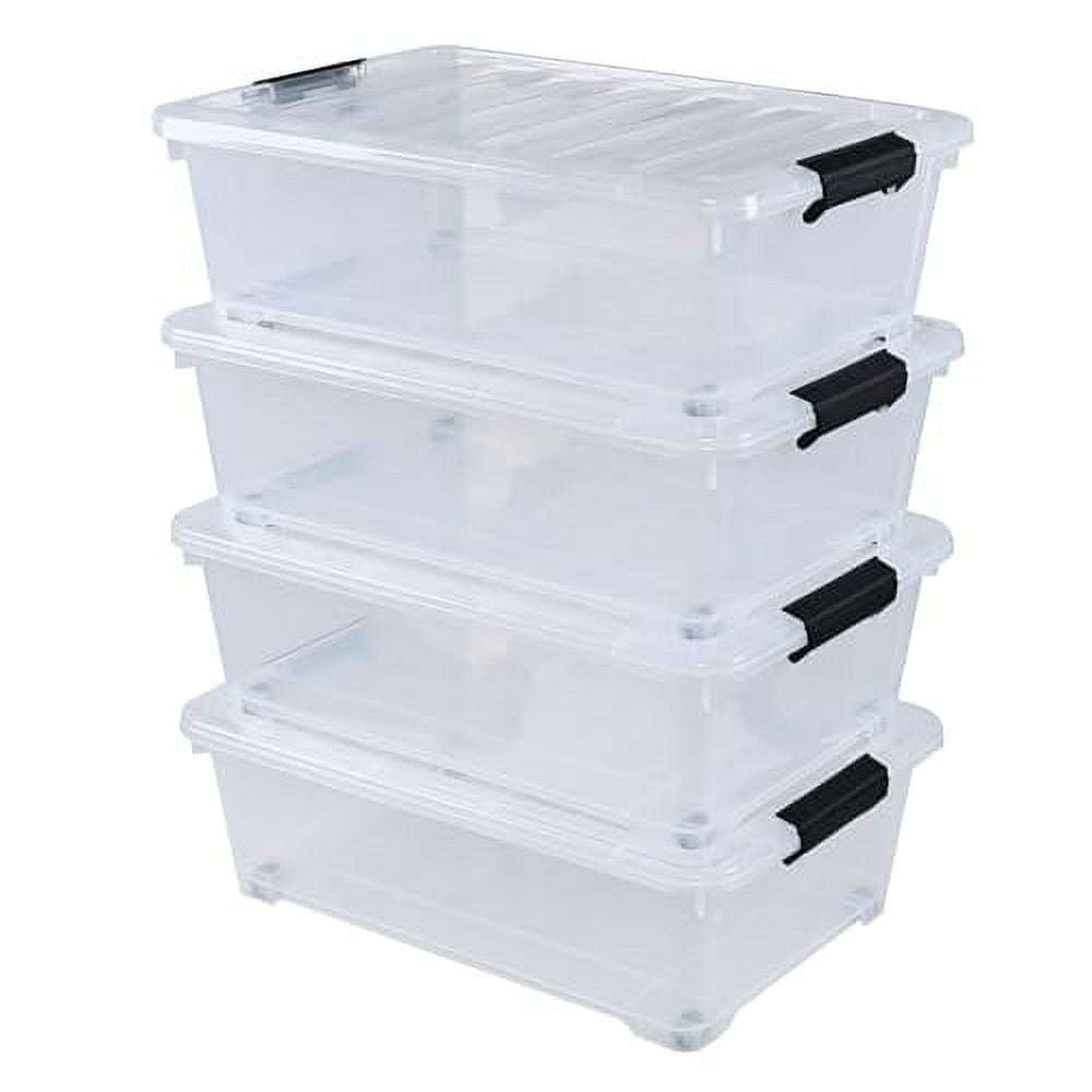 4-Pack 20 L Clear Underbed Storage Container, Plastic Under Bed Storage ...