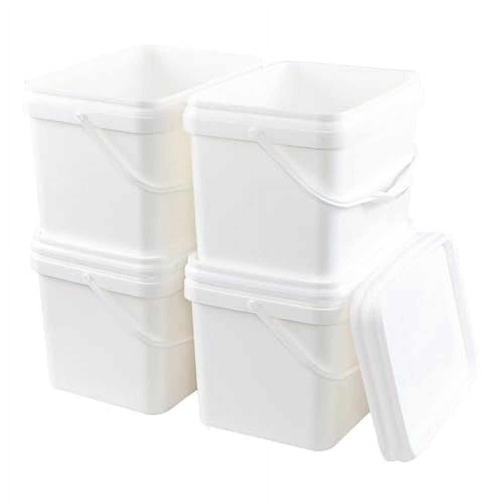 4 Pack 20 L Plastic Water Buckets with Handles, Plastic Pail with Lids ...