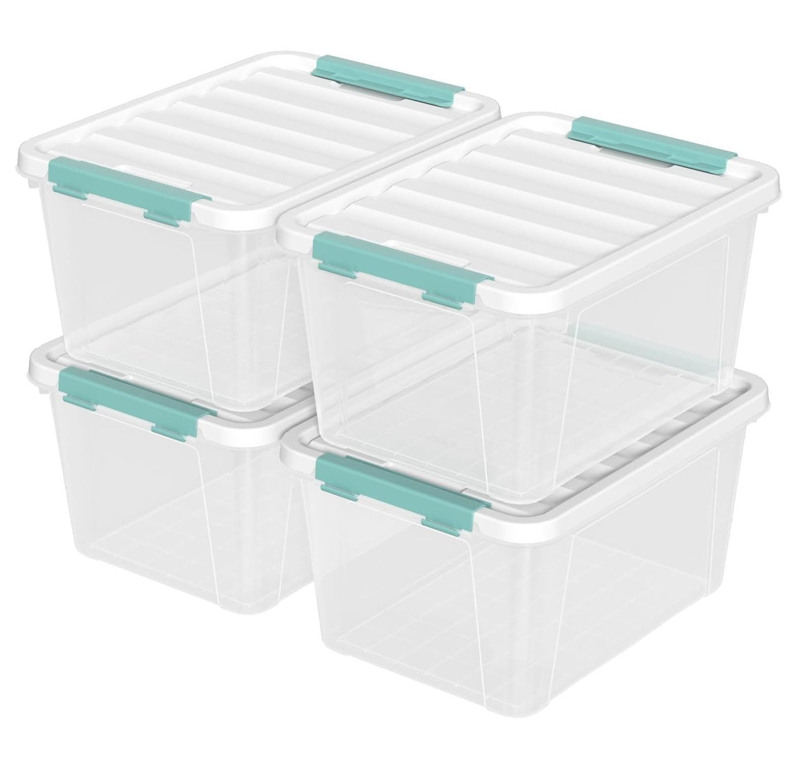 4-Pack 20 Quart Clear Storage Bins, Stackable Plastic Storage Latches ...