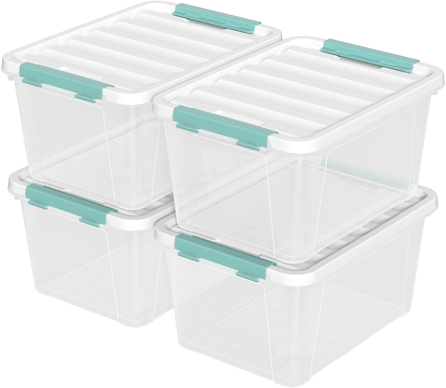 4-Pack 20 Quart Clear Storage Bins, Stackable Plastic Storage Latches ...