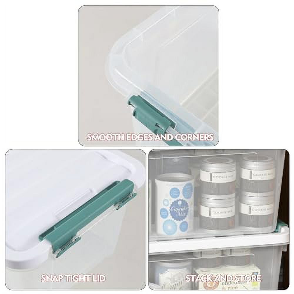 4-Pack 20 Quart Clear Storage Bins, Stackable Plastic Storage Latches ...