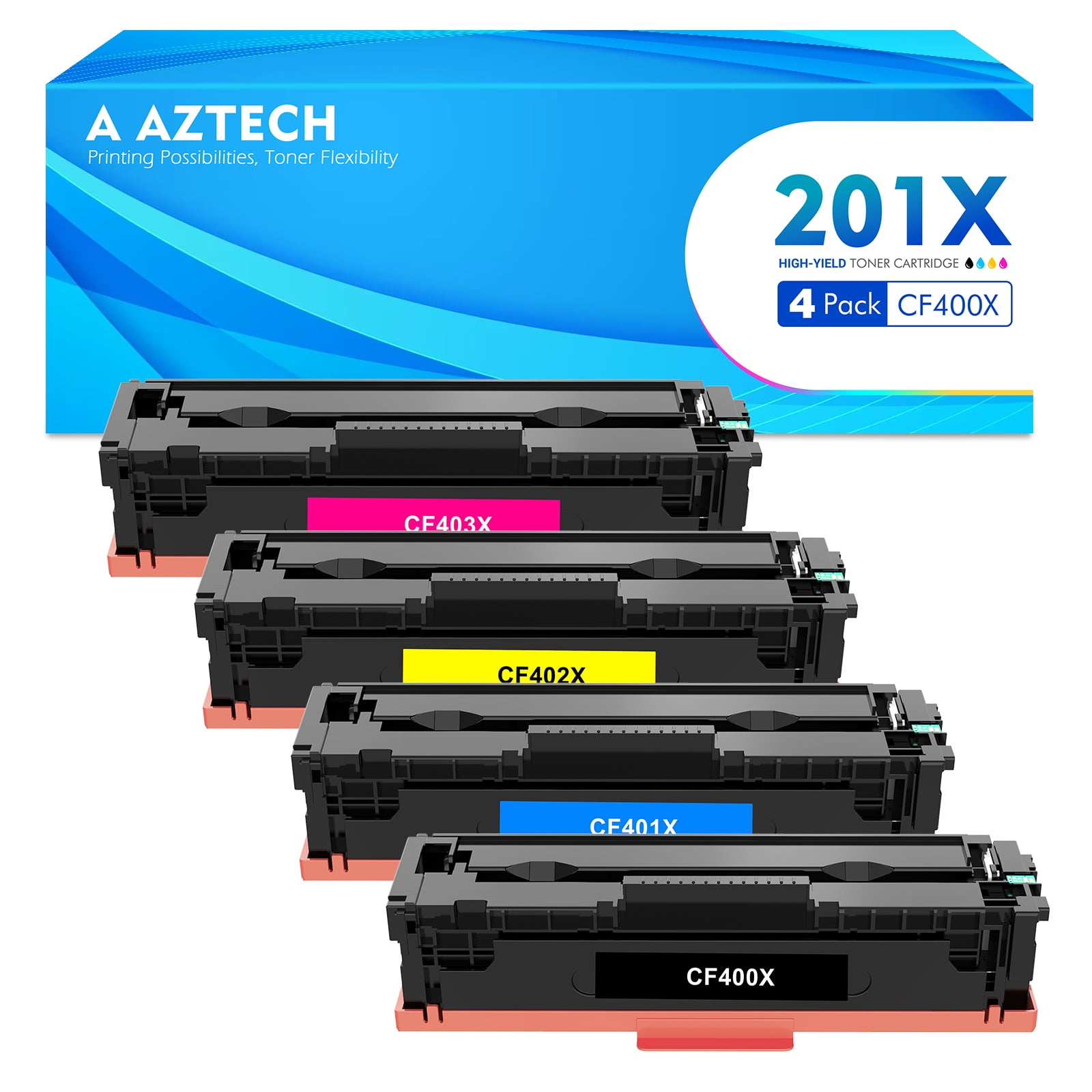 4-Pack 201X Toner Cartridges Compatible for HP 201X 201A CF400X CF401X ...