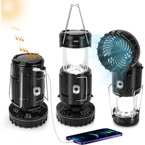 4 Pack 2026 Upgrade Solar Portable Lantern Rechargeable Fan ...