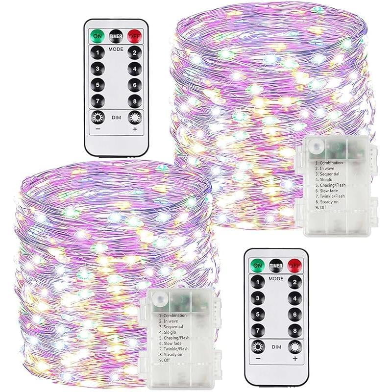 4 Pack 20FT 60 LED Fairy Lights Battery Operated with Timer, Waterproof Twinkle Lights Indoor ...