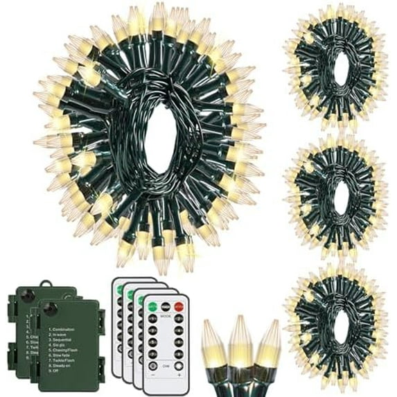 4 Pack 20ft Christmas Lights Battery Operated String Lights with Remote ...