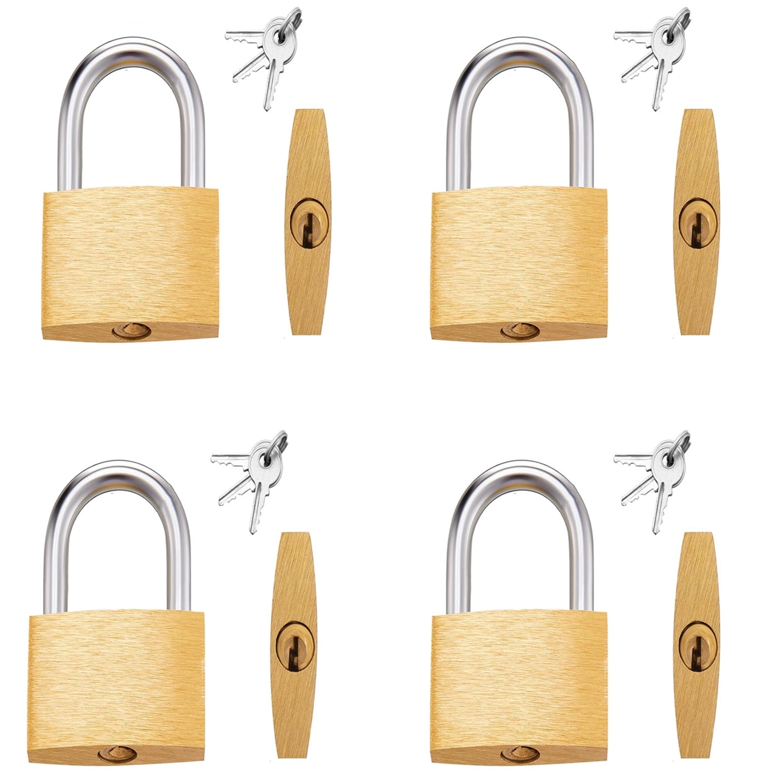 4 Pack 20mm Solid Brass Padlocks with 12 Keys,Happon Small Locker ...