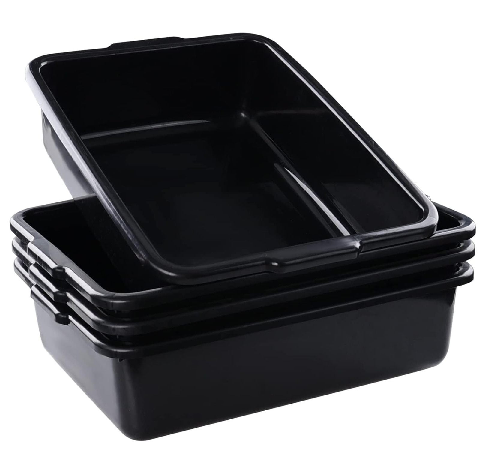 4 Pack 22 L Bus Tub Box, Black Plastic Rectangle Dish Tub Basin, R ...