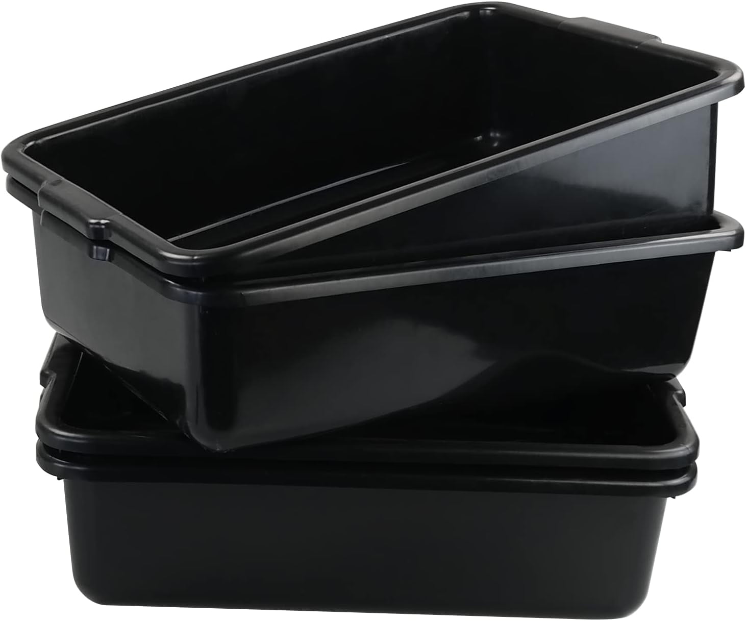 4-Pack 22 L Bus Tubs Large, Plastic Commercial Bus Tub Box, Black Wash ...